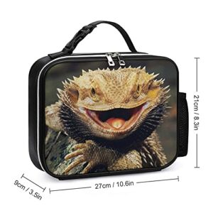 Cool Bearded Dragon Lizards Reusable Lunch Tote Bag Insulated Lunch Box Container For Office Work Picnic Travel With Handle