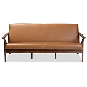 Baxton Studio Bianca Sofas, Tan/Walnut Brown