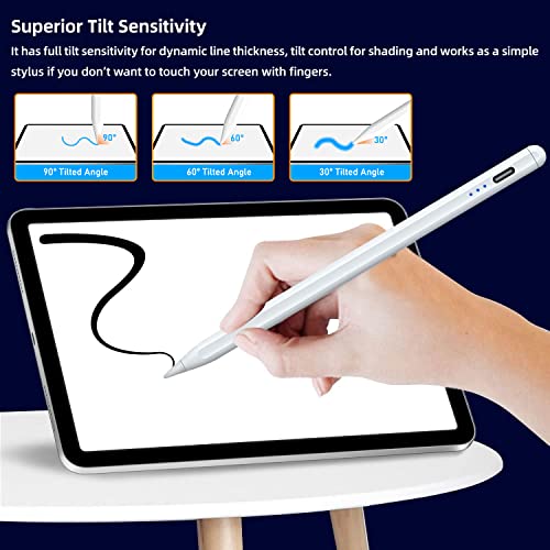 Stylus Pen for iPad 9th 10th Gen, Palm Rejection Apple iPad Pencil 2nd Generation for iPad Pro 11/12.9 3/4/5 Gen, iPad Mini 5/6, iPad 6/7/8, iPad Air 3/4/5, Apple Pen for iPad 2018-2022, White