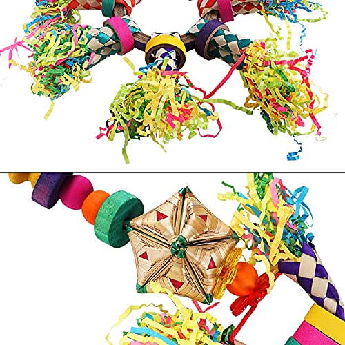 Bird Toys, 5PCS Colorful Bird Shredding Toys Hanging Parakeet Chew Toys, Bird Foraging Toys for Small Medium Parrots, Conures, Cockatiel, Lovebird Cockatiel, and Cage Accessory