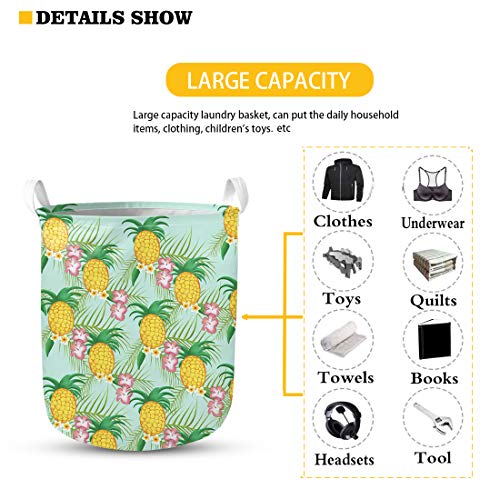 Poceacles Peony Print Large Capacity Storage Basket for Dorm Bathroom, Fashion Canvas Laundry Hamper Organizer, Waterproof Round Clothes Books Toy Storage Bin