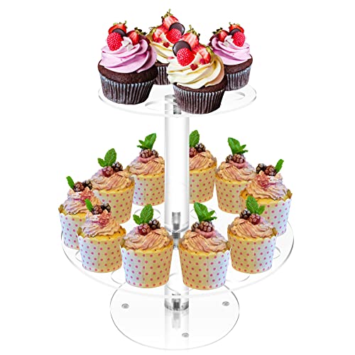 TOOPILAT Ice Cream Cone Holder,2-Tier Acrylic ice Cream Stand.Acrylic Ice Cream Cone Holder Stand with 24 Holes Waffle Cone Displaying Stand for Party