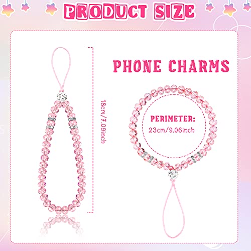 6 Pieces Beaded Cell Phone Lanyard Short Hand Wrist Lanyard Strap Crystal Beads Mobile Phone Chain for Girl Women Cell Phone (Classic Color)