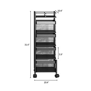 Rotating Kitchen Storage Rack, Square 4 Layer Fruit Vegetable Storage Basket Rack Snack Stand ​Household Storage Shelf for Kitchen Toilet Save Space