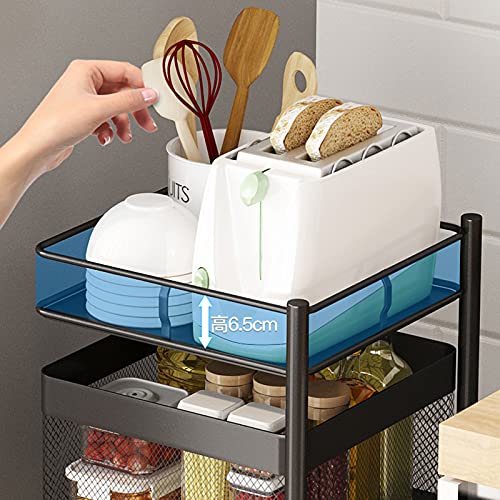 Rotating Kitchen Storage Rack, Square 4 Layer Fruit Vegetable Storage Basket Rack Snack Stand ​Household Storage Shelf for Kitchen Toilet Save Space