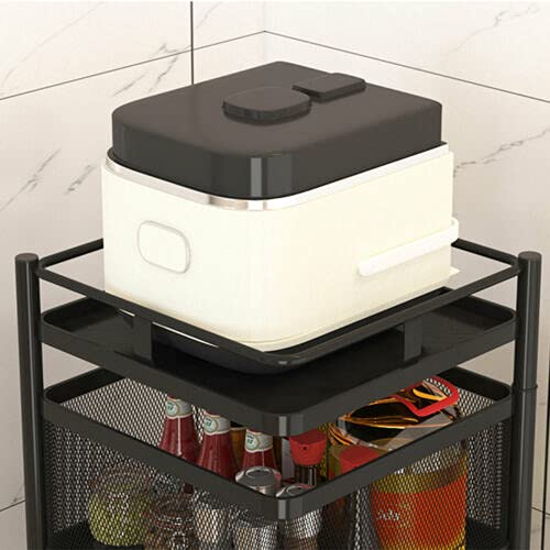 Rotating Kitchen Storage Rack, Square 4 Layer Fruit Vegetable Storage Basket Rack Snack Stand ​Household Storage Shelf for Kitchen Toilet Save Space