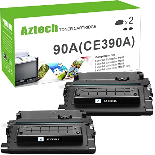 Aztech Compatible Toner Cartridge Replacement for HP 90A CE390A Toner Enterprise 600 M602 M601 M4555 M602dn M602n M602x M603dn M603n M4555f M4555h Printer (Black, 2-Pack)