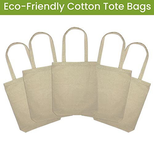 PALM NAKI 100% Cotton Tote Bag Reusable Cloth Bag, Lightweight Cotton Shopping Bag, Versatile Cotton Tote Bag (12 Pack)