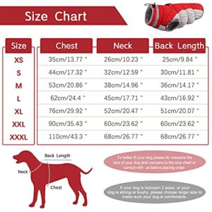 FUAMEY Dog Coat,Warm Dog Jacket Winter Coat Paded Dog Fleece Vest Reflective Dog Cold Weather Coats with Built in Harness Waterproof Windproof Dog Snow Jacket Clothes with Zipper Red Small