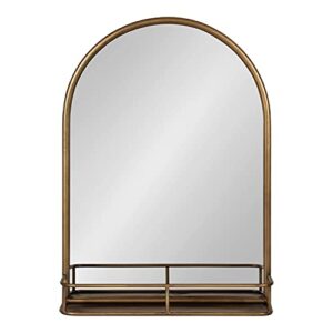 Kate and Laurel Estero Modern Arched Mirror with Shelf, 20 x 28, Gold, Transitional Arch Mirror for Wall