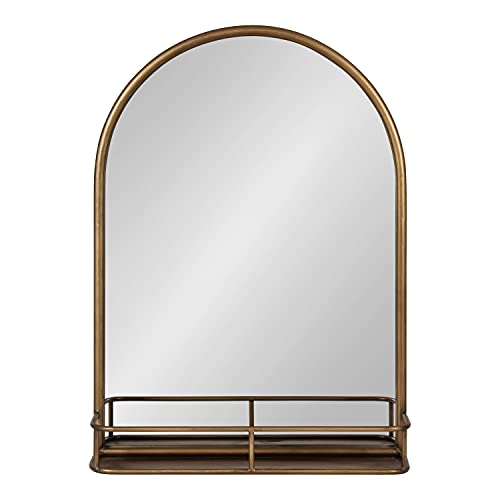 Kate and Laurel Estero Modern Arched Mirror with Shelf, 20 x 28, Gold, Transitional Arch Mirror for Wall