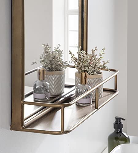 Kate and Laurel Estero Modern Arched Mirror with Shelf, 20 x 28, Gold, Transitional Arch Mirror for Wall