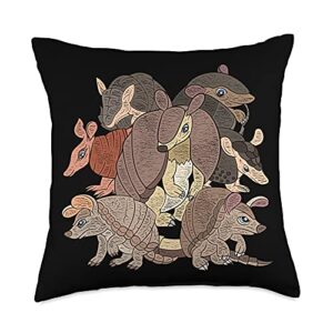 outdoor wildlife animal armadillo gift wildlife animal lover cute armadillo throw pillow, 18x18, multicolor