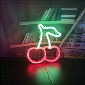 Cherry Neon Sign Lights Fruit Signs with USB or Battery Operated for Kid's Room Bedroom Bar Restaurant Game Room Christmas Valentine's Day Birthday Party Gift LED Art Decoration Light-Rg