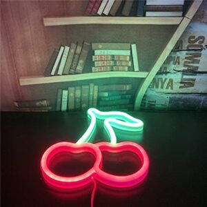 Cherry Neon Sign Lights Fruit Signs with USB or Battery Operated for Kid's Room Bedroom Bar Restaurant Game Room Christmas Valentine's Day Birthday Party Gift LED Art Decoration Light-Rg