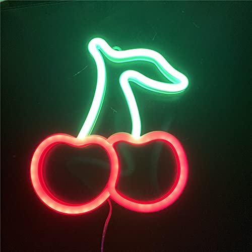 Cherry Neon Sign Lights Fruit Signs with USB or Battery Operated for Kid's Room Bedroom Bar Restaurant Game Room Christmas Valentine's Day Birthday Party Gift LED Art Decoration Light-Rg