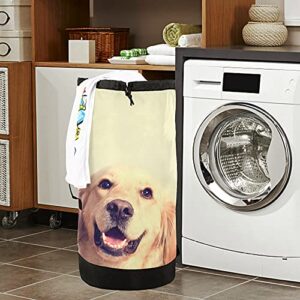 Golden Retriever Dog Laundry Bag with Shoulder Straps Laundry Backpack Bag Drawstring Closure Hanging Hamper for Camp Travel College Dorm Essentials