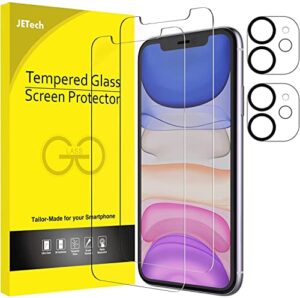 jetech screen protector for iphone 11 6.1-inch with camera lens protector, tempered glass film, 2-pack each