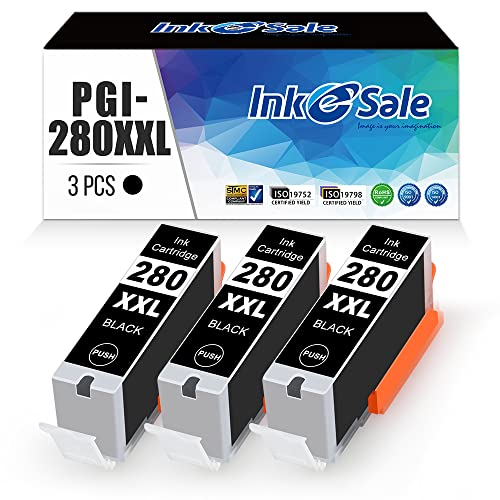 INK E-SALE Compatible 280 281 XXL Ink Cartridge Replacement for Canon PGI-280XXL CLI-281XXL 280XXL 281XXL Ink Cartridge 3-Packs Black Combo for use with Canon Pixma TS8120 TS9120 TS8220 TS9100 TS9520