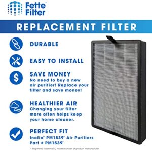 Fette Filter - PM1539 True HEPA H13 Replacement Air Purifier Filter Set Compatible with Inofia Air Purifier System Compare to Part # PM1539. Pack of 2