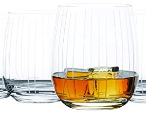 Mikasa Berlin Double Old Fashioned Whiskey Set of 4, 15.5-Ounce, Clear