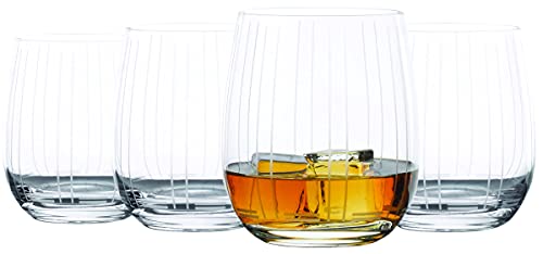 Mikasa Berlin Double Old Fashioned Whiskey Set of 4, 15.5-Ounce, Clear