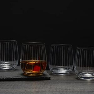 Mikasa Berlin Double Old Fashioned Whiskey Set of 4, 15.5-Ounce, Clear