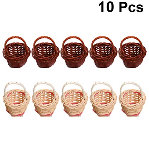 NUOBESTY 20pcs Miniature Wood Baskets Mini Hamper Baskets Playset Mini Scene Props for Garden Fairy Ornament Dollhouse Decoration