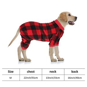 2 Pieces Christmas Dog Pajamas Red Plaid Buffalo Check Dog Sweaters Soft Fleece Pet Jumpsuit Costume Puppy Pajama Onesie Clothes Warm Winter Dog Outfits for Small Medium Sized Dogs Cats