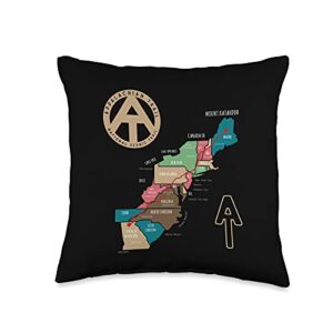 appalachian trail hiking gifts appalachian trail hiking map throw pillow, 16x16, multicolor