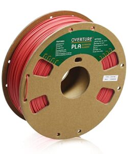 overture pla filament 1.75mm pla 3d printer filament, 1kg cardboard spool (2.2lbs), dimensional accuracy +/- 0.03mm, fit most fdm printer (jeans red)