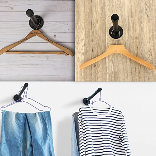 Sumnacon 6Pcs 12 Inch Industrial Pipe Clothes Bars - Heavy Duty Rustic Coat Hangers with Screws, Wall-Mounted Iron Garment Holder Racks for Bedroom Bathroom Laundry Room Boutique Clothing Store, Black