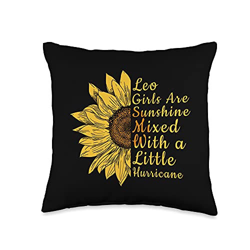 Leo Zodiac Sunflower Flower Birthday Gift Women Leo Zodiac Sunflower Flower Lover Born July August Birthday Throw Pillow, 16x16, Multicolor