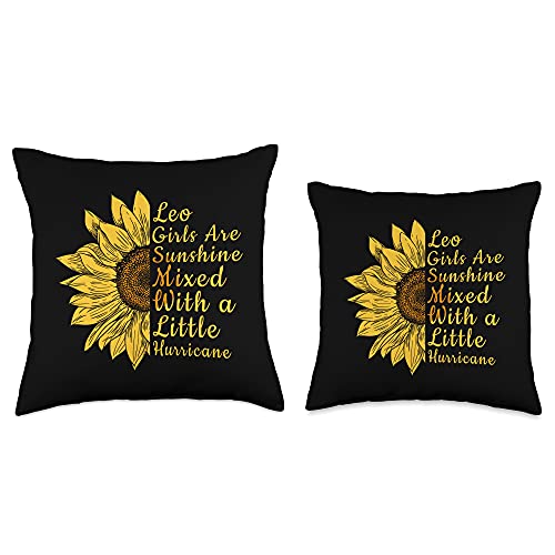 Leo Zodiac Sunflower Flower Birthday Gift Women Leo Zodiac Sunflower Flower Lover Born July August Birthday Throw Pillow, 16x16, Multicolor