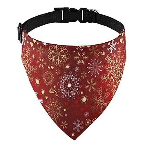 Christmas Pet Triangle Scarf for Small Medium Large Dogs Cats Pets Christmas Gold White Snowflakes Dog Bandana Dog Accessories Collar