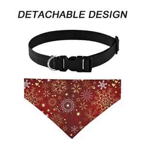 Christmas Pet Triangle Scarf for Small Medium Large Dogs Cats Pets Christmas Gold White Snowflakes Dog Bandana Dog Accessories Collar