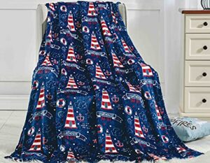 summertime by the shore by décor&more extra soft microplush throw blanket (50" x 60") - lighthouse