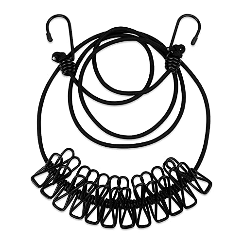 Sihuuu Portable Travel Clothesline Adjustable Elastic Travel Camping Retractable Clothes line with 12 PCS Clips for Travel Outdoor Indoor