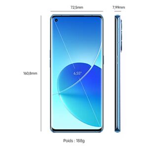 OPPO Reno 6 PRO 5G CPH2247 Dual SIM 12GB Ram 256GB Storage Snapdragon 870 EU/UK Global Model Factory Unlocked - Artic Blue