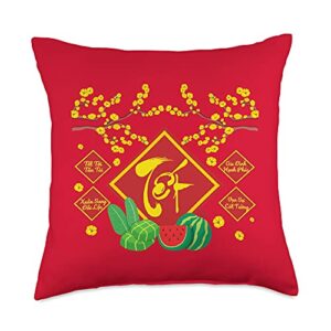 vietnamese lunar new year - tet 2023 throw pillow, 18x18, multicolor