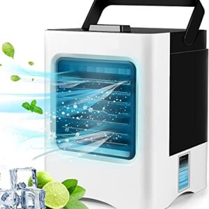 Portable Air Conditioner,Personal Air Cooler Personal Evaporative Air Cooler Quiet Desk Fan with 3-Speed, Cordless Rechargeable 3 in 1 Humidifier Misting Fan with Handle for Room Office Home Travel