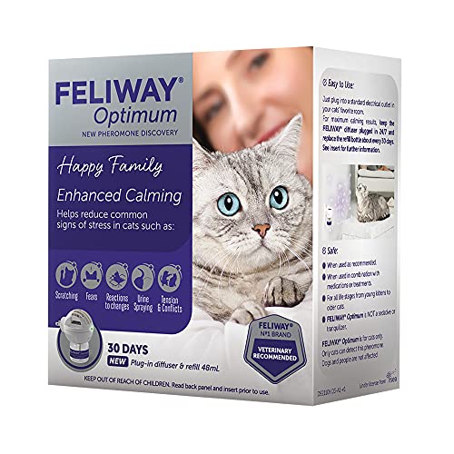 FELIWAY Optimum Cat, Enhanced Calming Pheromone Diffuser, 30 Day Starter Kit (48 mL)