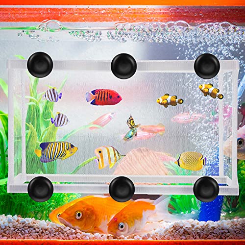 2 Pieces Fish Tank Breeder Net Big Breeding Fish Netting Fish Hatchery Breeder Box Separation Net Plastic Frame Breeder Box Fry Hatchery Incubator Mesh Fish Breeding Box with Suction Cup for Aquarium