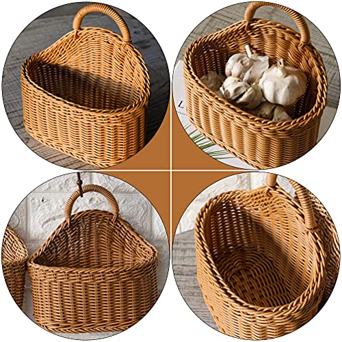 Cabilock Woven Storage Basket Wall Mounted Hanging Basket Wall Hanging Storage Organizer Entryway Mail Letter Holder Wall Decor for Office Bedroom Home