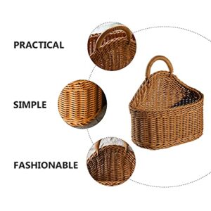 Cabilock Woven Storage Basket Wall Mounted Hanging Basket Wall Hanging Storage Organizer Entryway Mail Letter Holder Wall Decor for Office Bedroom Home