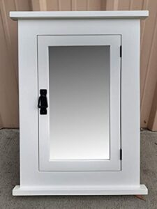 white mission recessed medicine cabinet/black hardware