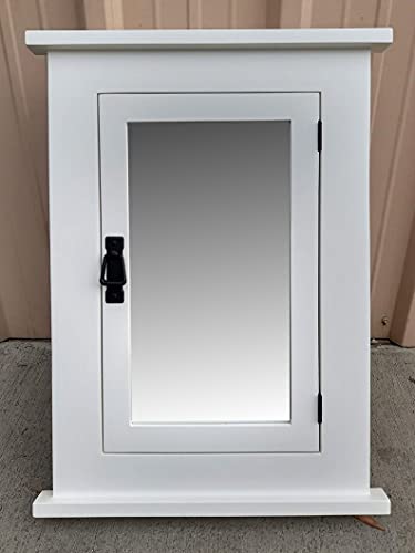 White Mission Recessed Medicine Cabinet/Black Hardware