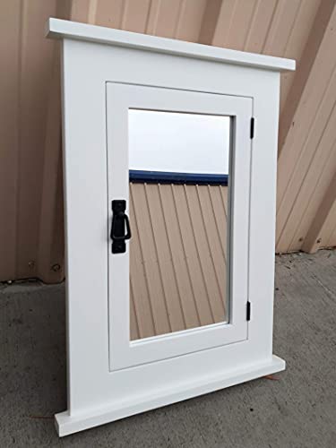 White Mission Recessed Medicine Cabinet/Black Hardware