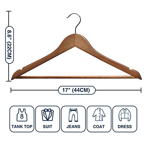 Ulimart Wooden Hangers Wood Hangers 20 Pack Coat Hangers for Closet Clothes Hangers Wooden for Suit Jeans Walnut