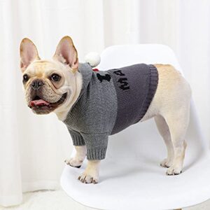 Neiwech Dog Clothes Pet Dog Hooded Sweater Soft Warm Knitwear I Love Mammy Sweatshirt for Puppy Small Dogs (Grey, L)